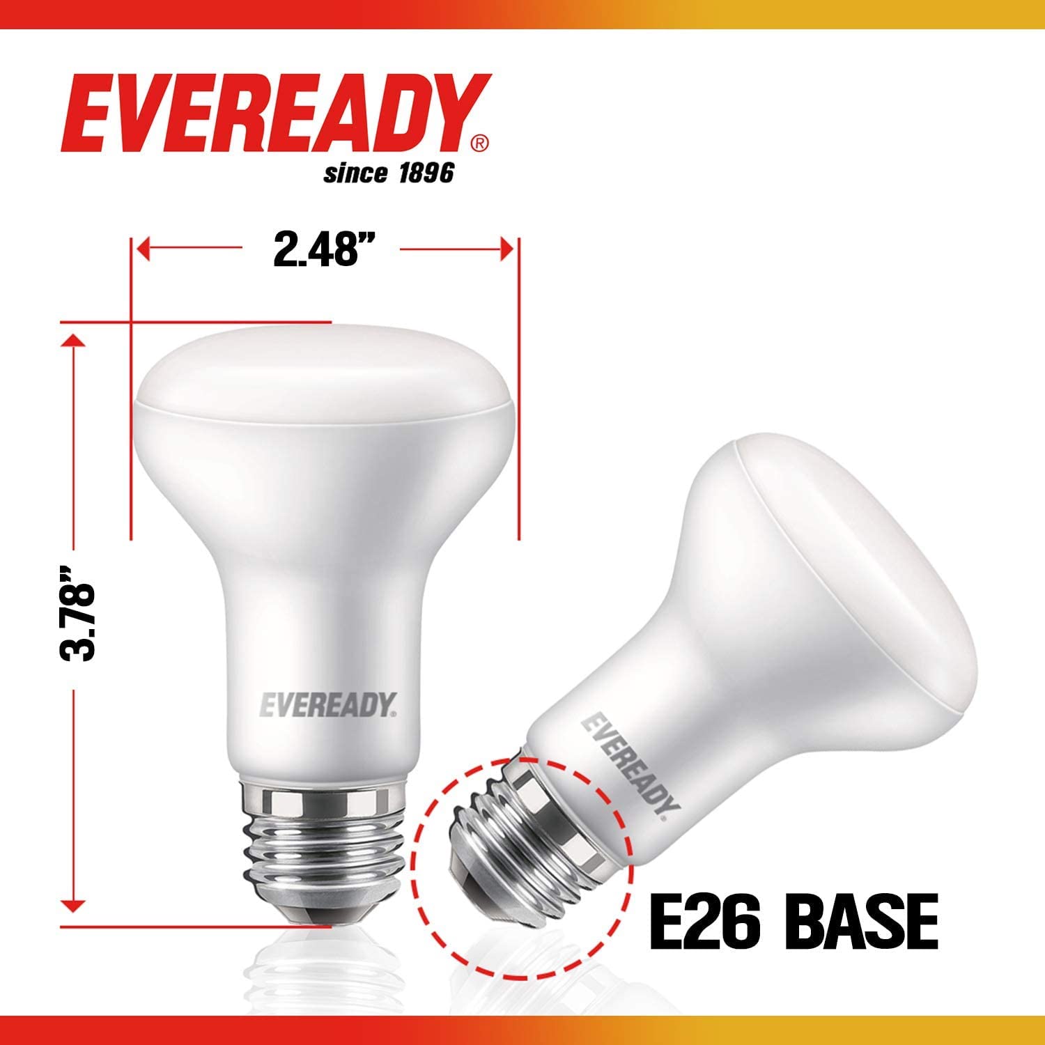Eveready Led Flood Light Bulbs, BR20, 50 Watt Equivalent (7W Led Bulb), 525 Lumens, 5000K Daylight Color, Dimmable, E26 Base Flood Lights for Recessed Cans, Energy Star and UL Certified β 6 Pack