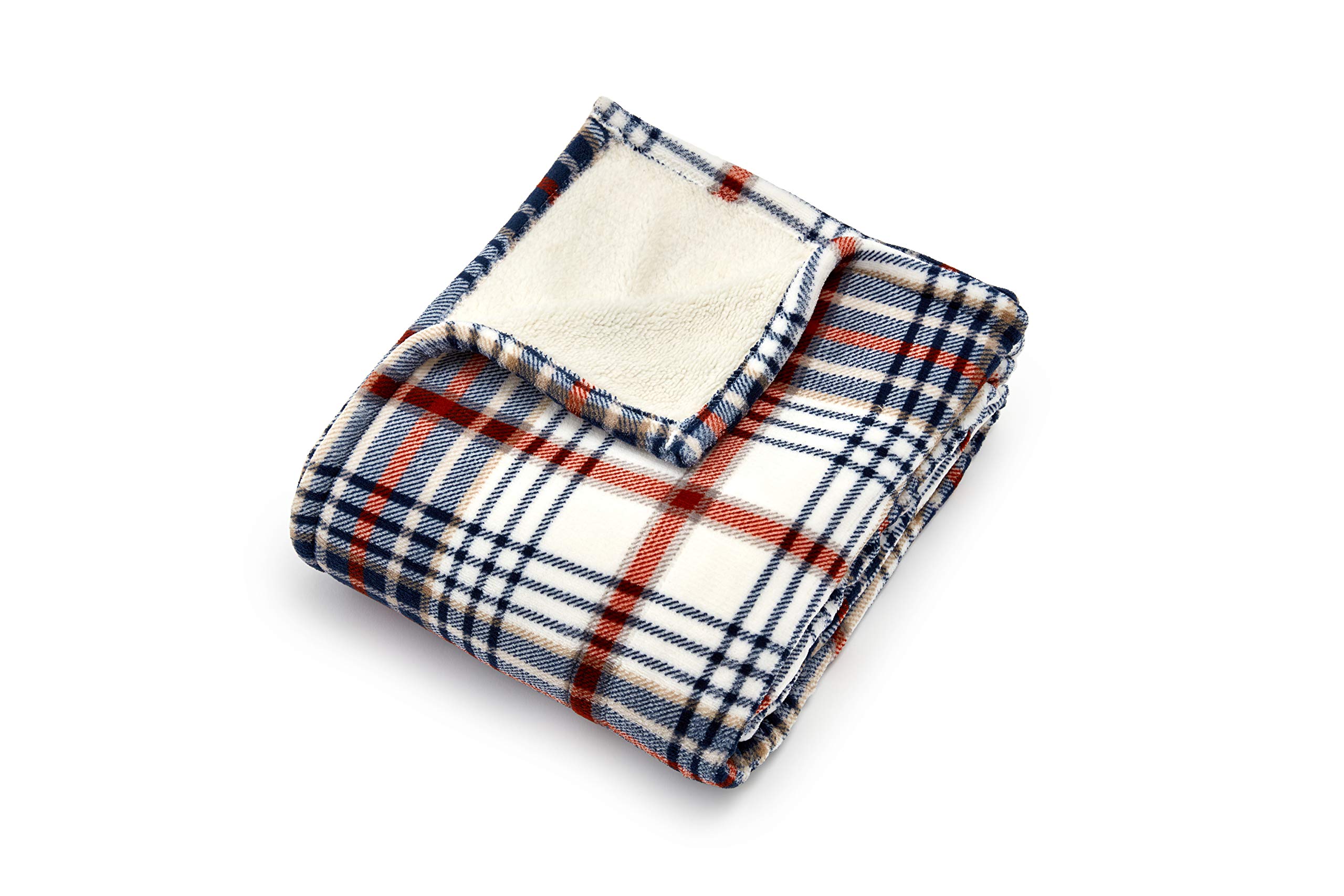 Eddie Bauer | Smart Heated Electric Throw Blanket - Reversible Sherpa - Wi-Fi Enabled - Compatible with Alexa, Google, iOS, Android - Plaid Blue