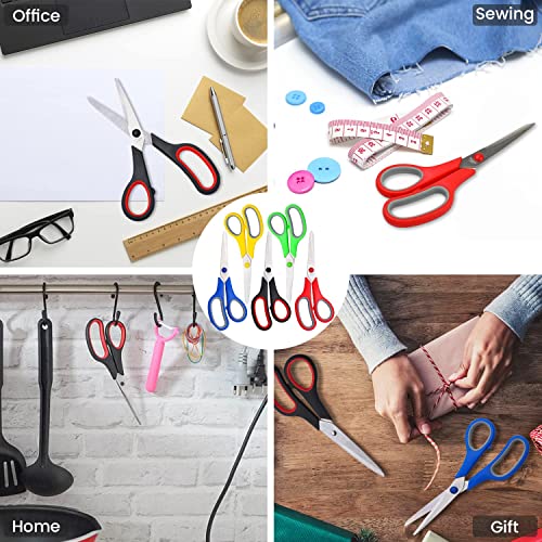 Scissors, BURVAGY 8" Scissors,Ultra Sharp Multipurpose Blade Shears,Comfort-Grip Handles, Sturdy Sharp Scissors for Office Home School Sewing Fabric DIY Craft Supplies,10-Pack