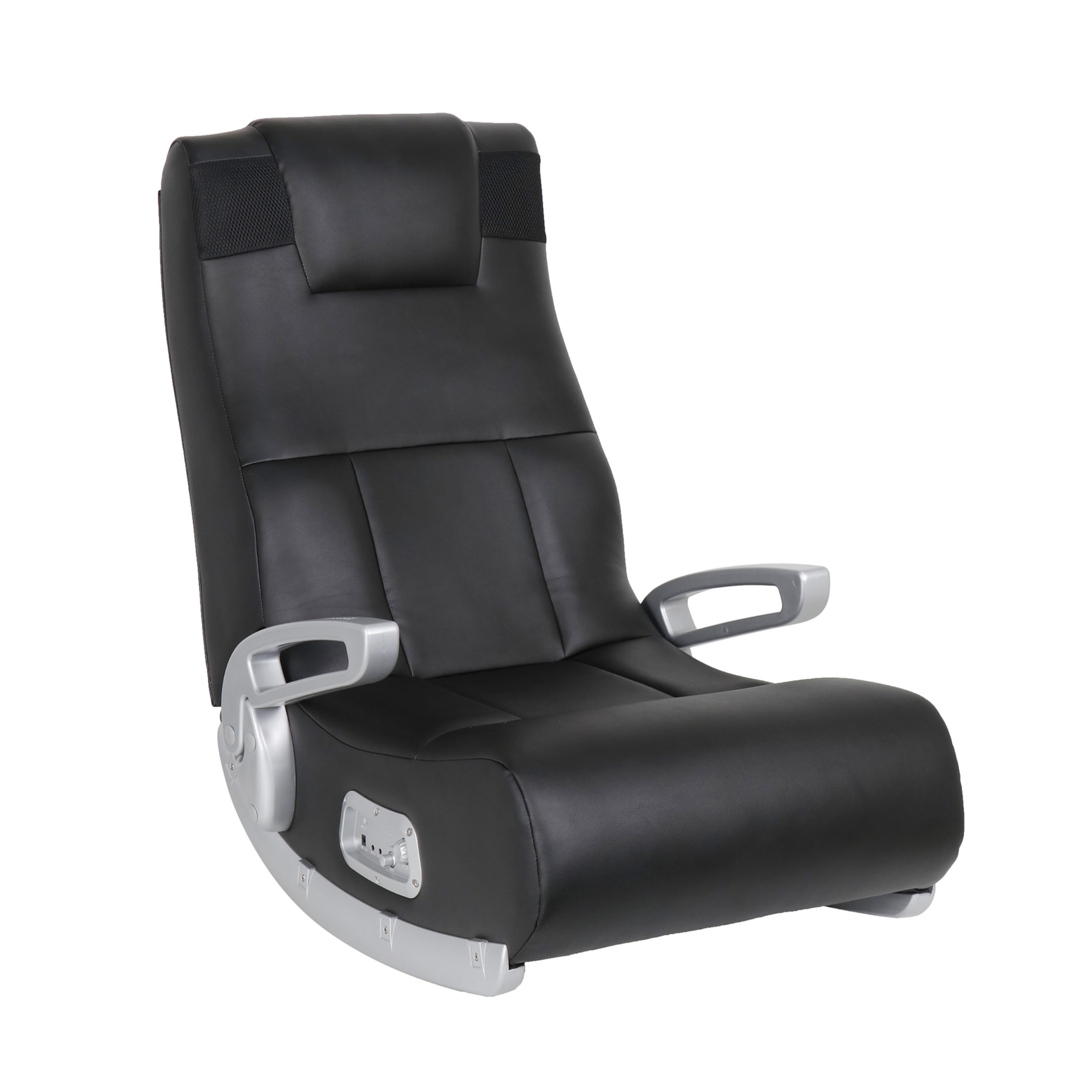 X Rocker SE II Leather Lounging Video Gaming Floor Chair, with Wireless Audio Transmission, 2 Speakers, Subwoofer, Armrest, Foldable, 5143601, 22.64" x 33" x 35", Amazon Exclusive, Black