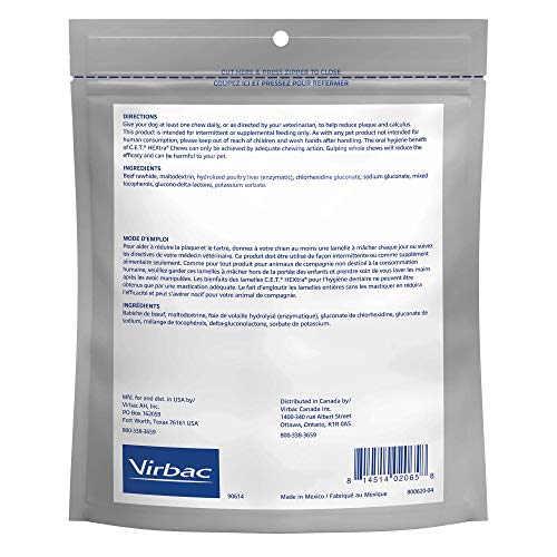 Virbac CET HEXtra Premium Oral Hygiene Chews for Dogs, 11-25 lbs, 8.5 Oz