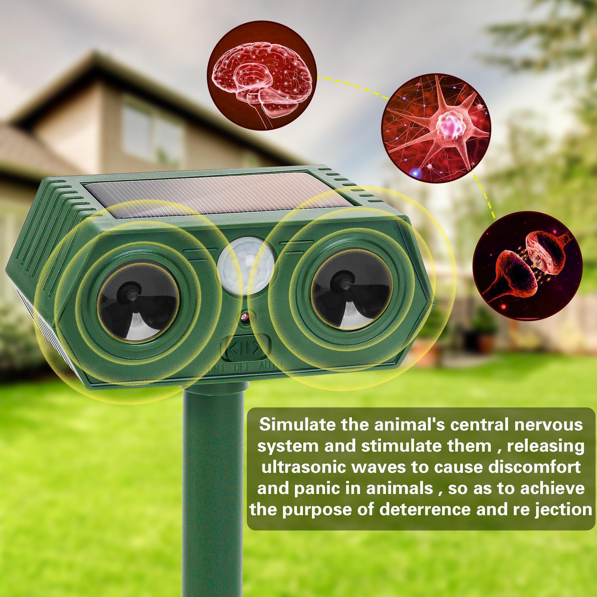 Solar Mouse Repellent, Snake Repellent, Mole Repellent, Gopher Repellent, Vole Repellent, Waterproof Pest Rat Repellent for Yard Garden Lawn Outdoor