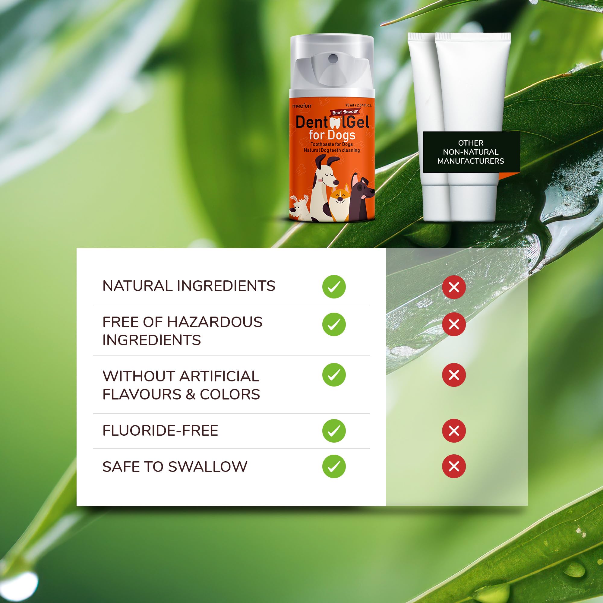 Moofurr Dog Toothpaste - Toothpaste with Beef Flavour I Against Tartar I Plaque Removal I Dental Care for Dogs