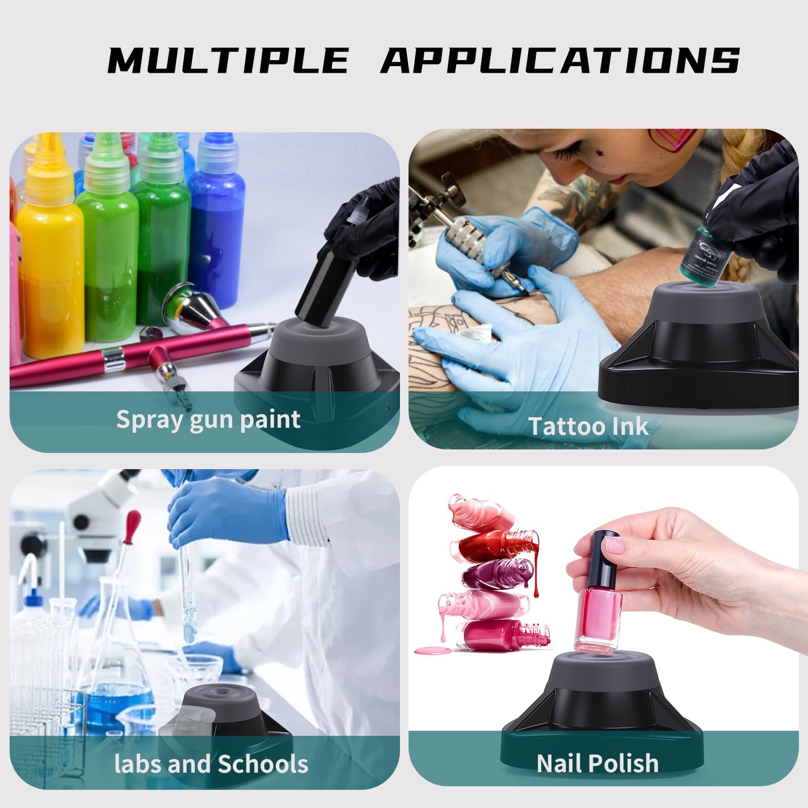 Mini Vortex Mixer 10000RPM Lab Mixer, Air Brush Paint Mixer, Paint Mixer for Ink,Lab Vortex Shakers for Gel, Lab Paint Mixer,Built-in Rechargeable Battery - Black