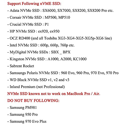 Jteyult M.2 NVME SSD Convert Adapter for Upgraded Air Pro Retina 2013-2017, AHCI SSD Upgraded Kit