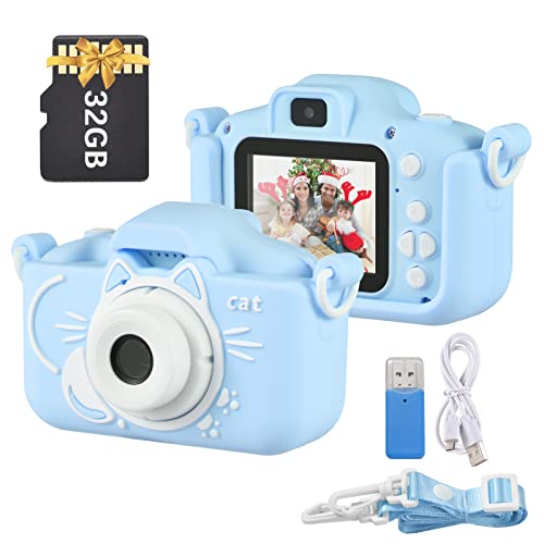 ERYUE Camera, X8 Mini Camera Camera Digital Camera 1080P Video Camera 20MP Dual Lens 2.0 Inch IPS Screen Built-in Battery Cute Photo Frames Interesting Games with 32GB Memory Card USB Card Reader