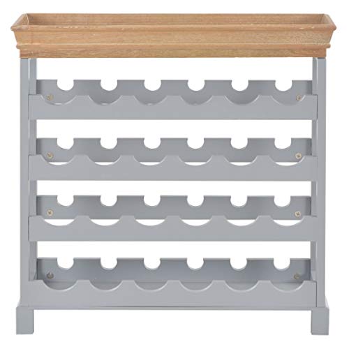 Matalde 24 Bottle Stackable Wine Rack with Wooden Top, 4-Tier Freestanding Floor-to-Ceiling Wine Bottle Organizer and Display Rack for Dining Room, Kitchen, Bar, Brown and Gray