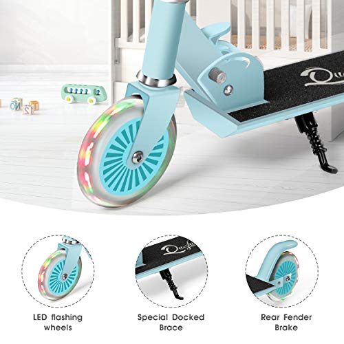 Scooters for Kids Ages 4-10,Folding Kick Scooter with 2 LED Light Up Wheels for Girls Boys Child Toddler,3 Adjustable Handle Height