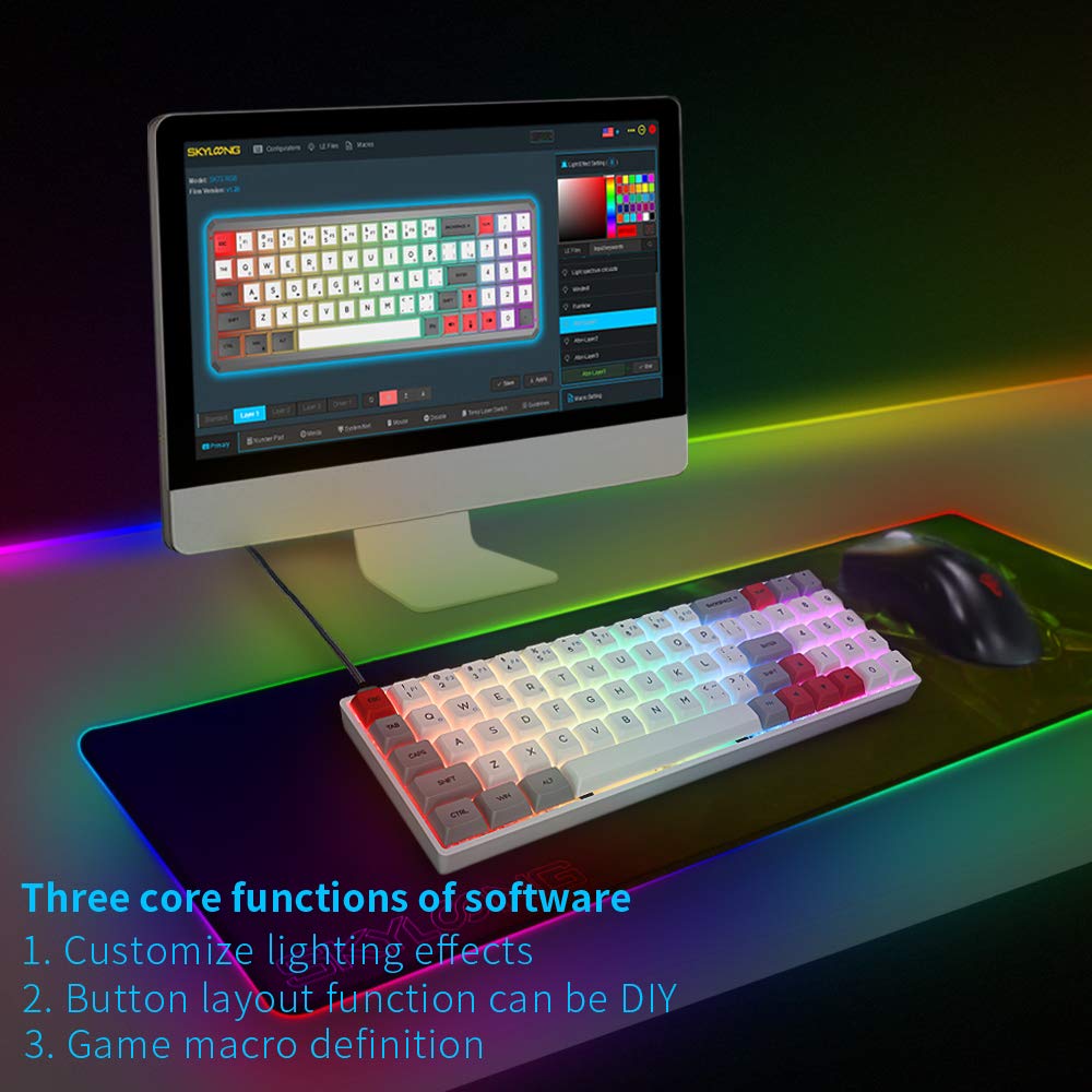 EPOMAKER SK71 71 Keys Hot Swappable Mechanical Keyboard with RGB Backlit PBT GSA Keycaps for Win/Mac/Gaming (Gateron Optical Brown, Grey)