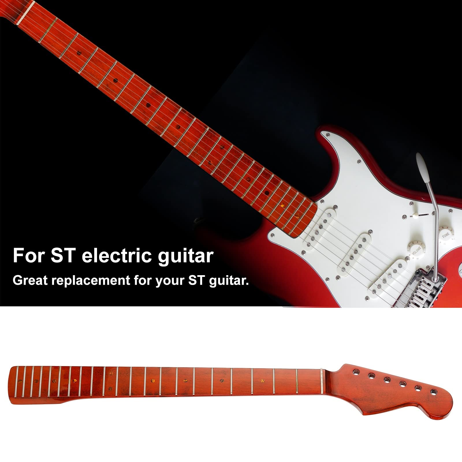 Guitar Neck 21 Fret Maple Fretboard Guitar Neck for ST Style Guitar DIY Parts Replacement Red