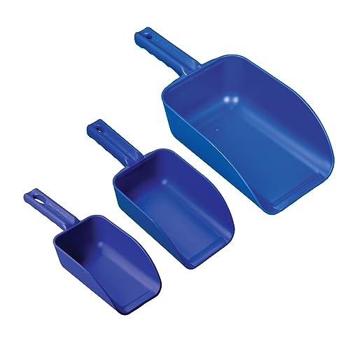 Remco 3 pk Color-Coded Plastic Hand Scoop - BPA-Free, Food-Safe Scooper, Commercial-Grade Utensils, Restaurant and Food Service Supplies, 16, 32, 82 Ounce Sizes, Blue
