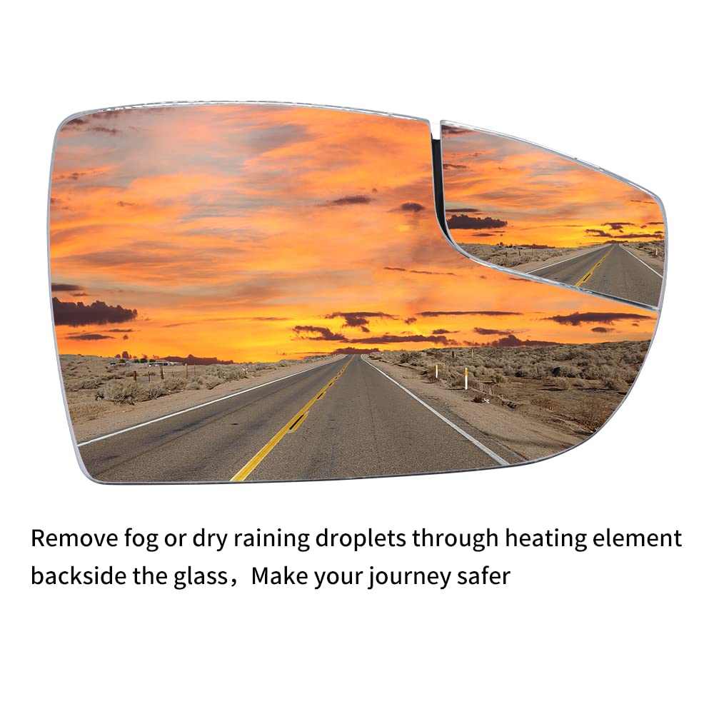 Getfarway Right Passenger Side Power Heated Mirror Glass Compatible With Ford Focus(2012-2018)Blind Spot Detect Rear Holder Rear View Mirror Right Heated Convex Mirror Glass CM5Z-17K707-G