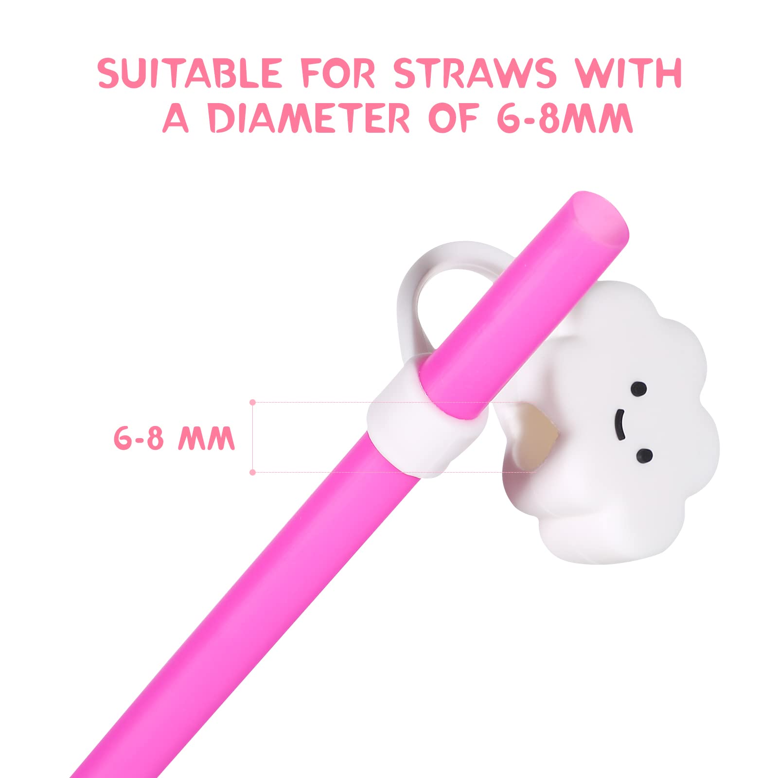 Homoyoyo 6-8mm Straw Cover, 2pcs Cloud Shape Straw Covers Cap for 40 oz 30 oz Tumbler,Reusable Straw Cap Toppers,Cute Silicone Straw Covers,Soft Silicone Straw Cover Cup Accessories