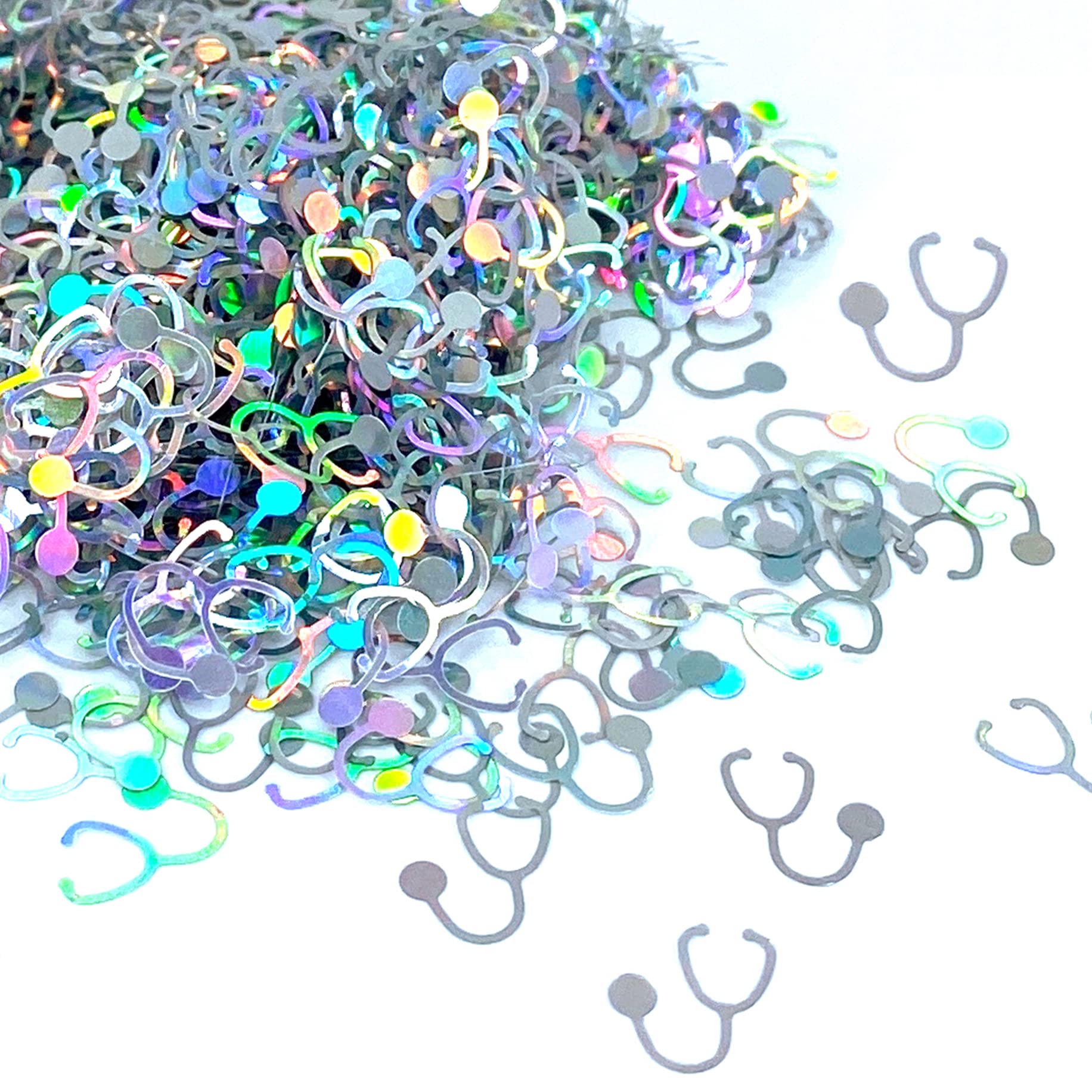 Stethoscope Shape Glitter, Stethoscope Shape, Hospital, Glitter for Nails, Glitter for Tumblers, Glitter Shapes for tumblers, Glitter Shape Confetti (1oz)