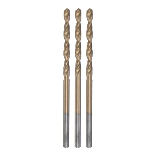HARFINGTON 3pcs Twist Drill Bits 2.5mm Titanium Coated (HSS-E) M42 High Speed Steel 8% Cobalt Straight Shank for Stainless Steel Aluminum Alloy Metal