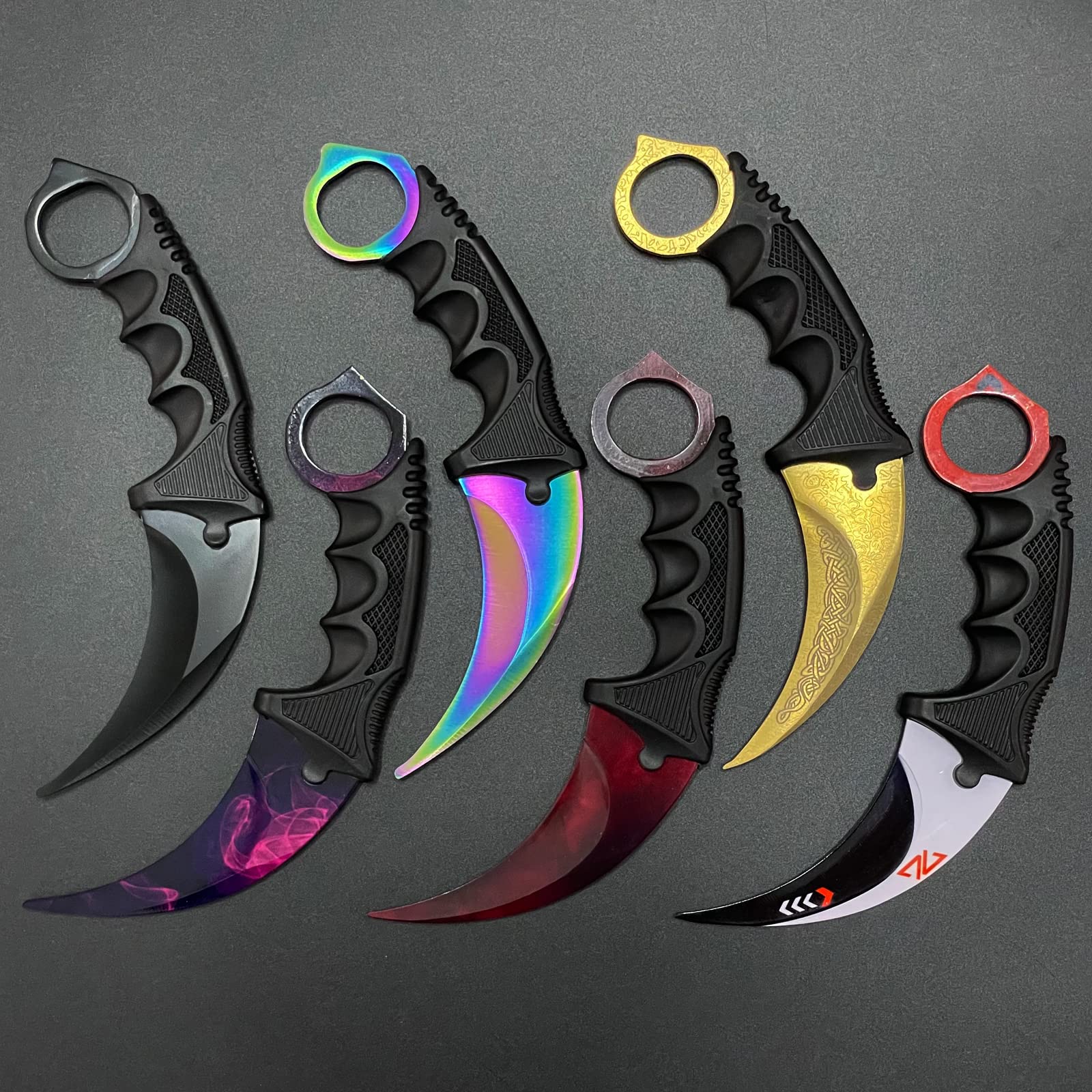 Karambit Knife Trainer Stainless Steel Practice Karambit Knife Fixed Blade Training Karambit Knife with Sheath and Cord Suitable for Hiking, Adventure, Survival and Collection 2 Pieces(Black Red)