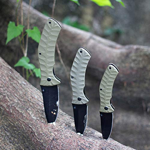 EDC Folding G10 Handle Hunting Knife, Everyday Carry, Tactial Pocket Knife for Hunting, Survival and Camping, Outdoor Tool with Pocket Clip