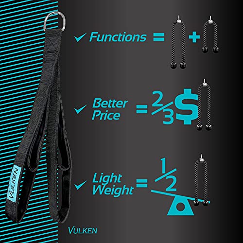 Vulken Tricep Rope Cable Attachment. 24 Inch & 17 Inch Two Lengths Built in One Pull Down Rope. Triceps Extension Straps Gym Equipment. Home Workout Handles for Resistance Bands.