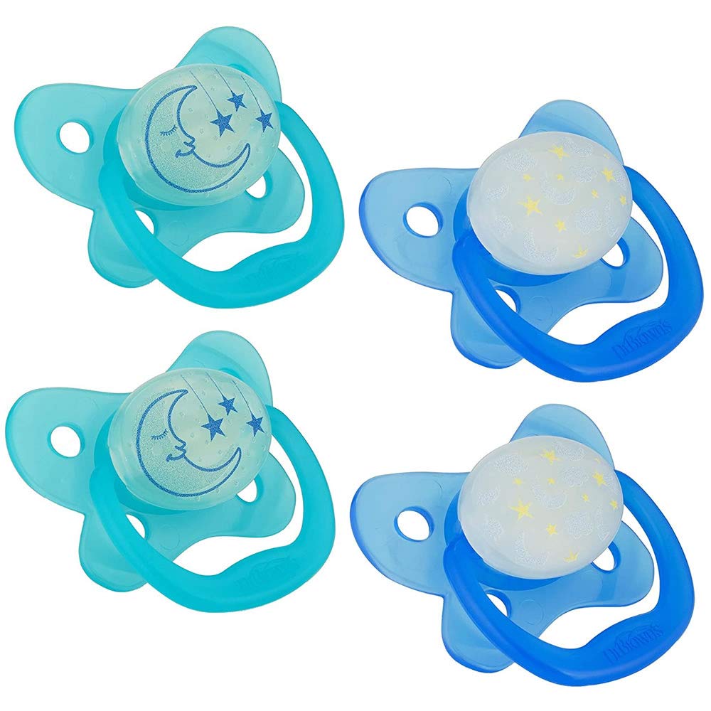 Dr. Brown's Prevent Orthodontic Baby Pacifier, Suction Free Air Channel, Contoured Butterfly Shield is Gentle on Face, Made in USA, Stage 2, 6-18m, 2-Pack, Yellow