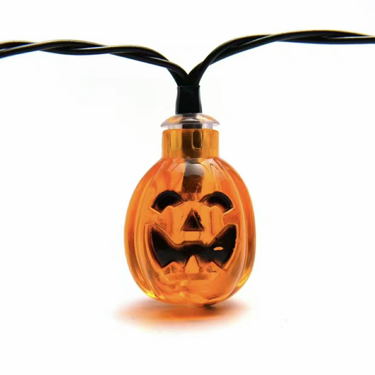 YBB Solar Pumpkin String Lights, Waterproof Halloween Decoration String Lights, 20 LED Lights 8 Modes Jack-O-Lantern for Outdoor, Home, Patio, Garden (5m/16ft- Warm White)