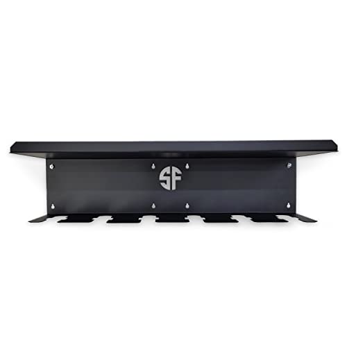 Speed Fabrication Power Deck 6-Slot Wall Mount Tool Holder with Battery Rack Storage Shelf - Cordless Tool Holder Organizer and Storage Rack