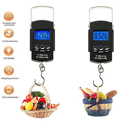 Fish Scales Digital Weight,Digital Fishing Scale 110lb/50kg with Built-in Measuring Tape,Fish Gripper (Blue)