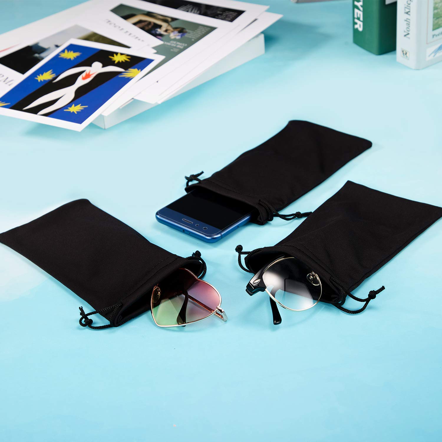 Frienda 25 Pieces Microfiber Case Pouch Bag Glasses Sunglasses Case Soft Pouch with 2 Eyeglass Cleaning Cloth