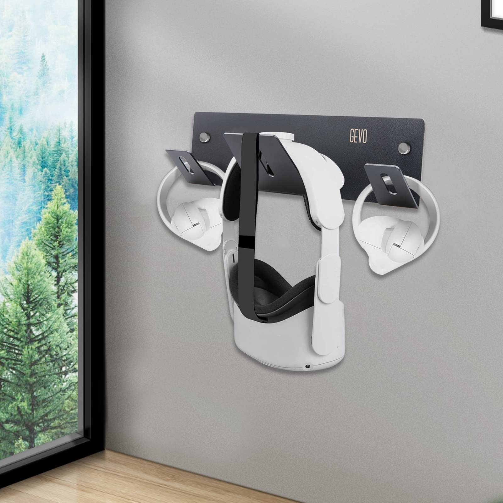 GEVO Wall Mount Multifunctional Stand Hook for Oculus Quest 3, Quest 2, Quest, Rift, Rift S, Valve Index, HTC Vive, HP Reverb G2, PlayStation VR Headsets Controllers, Universal Storage Stand Hook