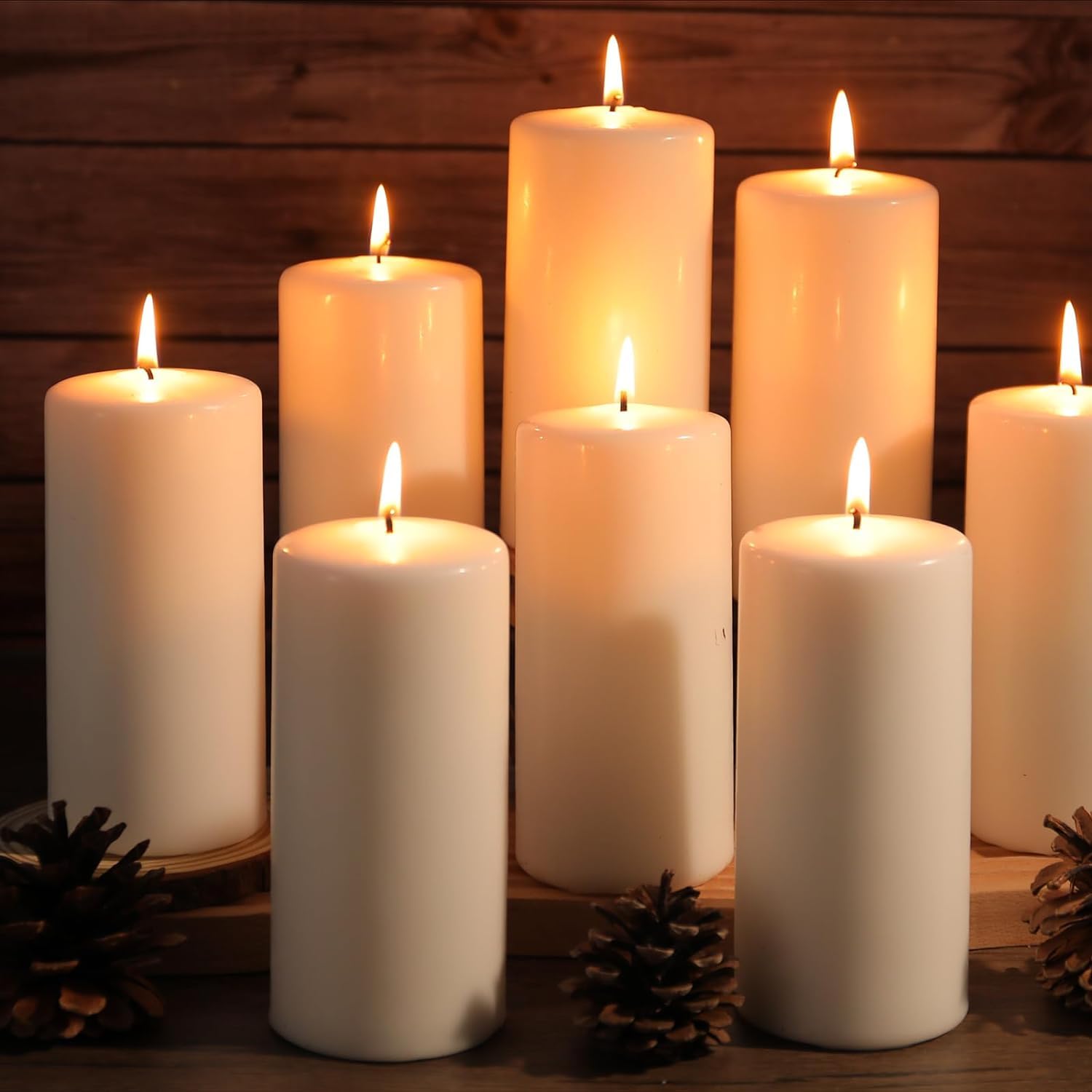 Pillar Candles,6 Count Unscented Pillar Candle,70 Hours Smokeless Pillars Candles Bulk,2.8"x6" Hand-Poured Candles Pillar for Emergency Home Decor Prayer Christmas Party,Ivory