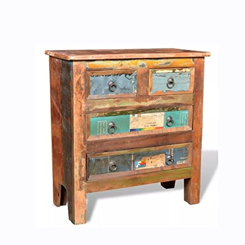MAXCBD Nightstand Bedside Table Drawer Cabinet Reclaimed Cabinet Solid Wood with 4 Drawers Cabinet with 4 Drawers Offers You Storage Space Storage Tower Dresser