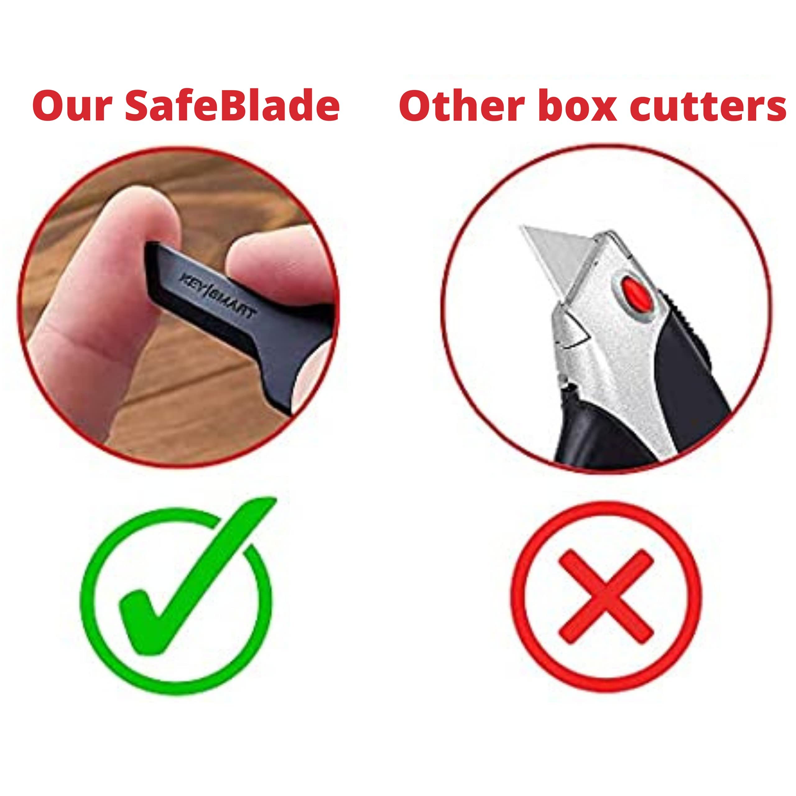KeySmart Safe Box Cutter - Key-Shaped Safe Package Opener for Everyday Carry, with Finger Protection Fits Perfectly on Keychain or Inside a KeySmart (Black)