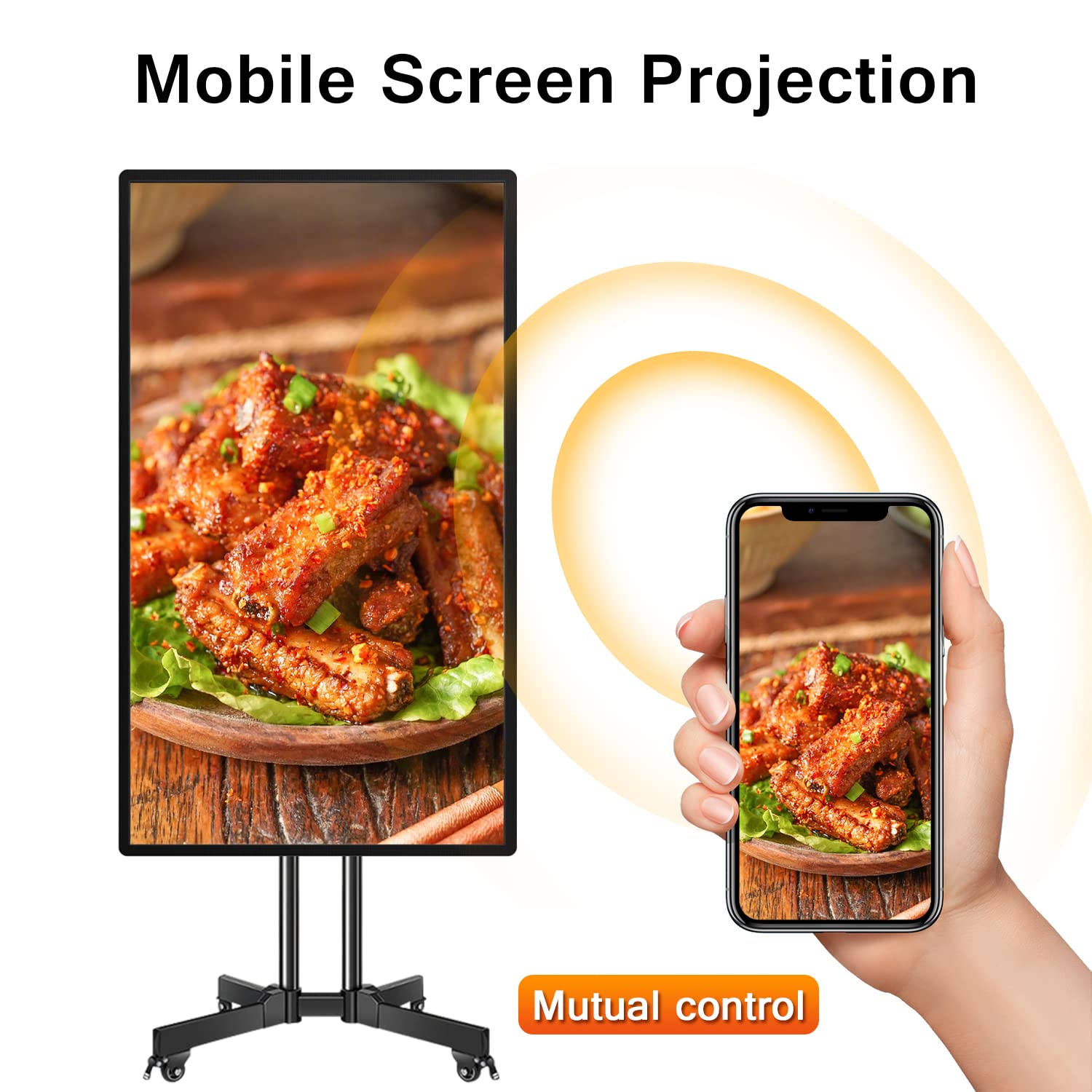 JYXOIHUB Digital Signage Displays 43 Inch Touch HD Screen Interactive Smart Board Movable Type Signage Display AD Media Player for Commercial Restaurant Display and Broadcast(Only Displays Board)