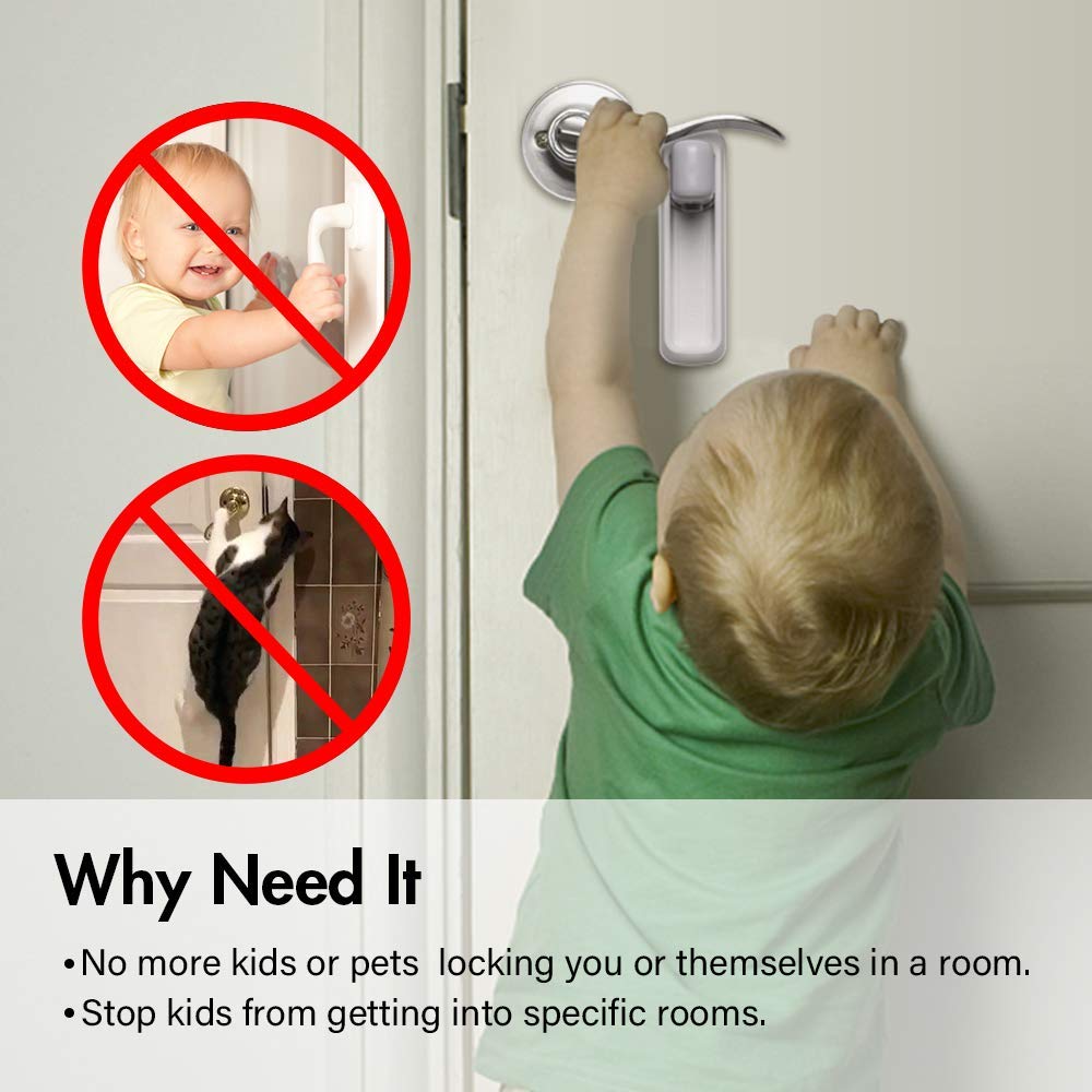 EUDEMON 4 Door Knob Cover & 2 Pack Door Lever Lock Bundle