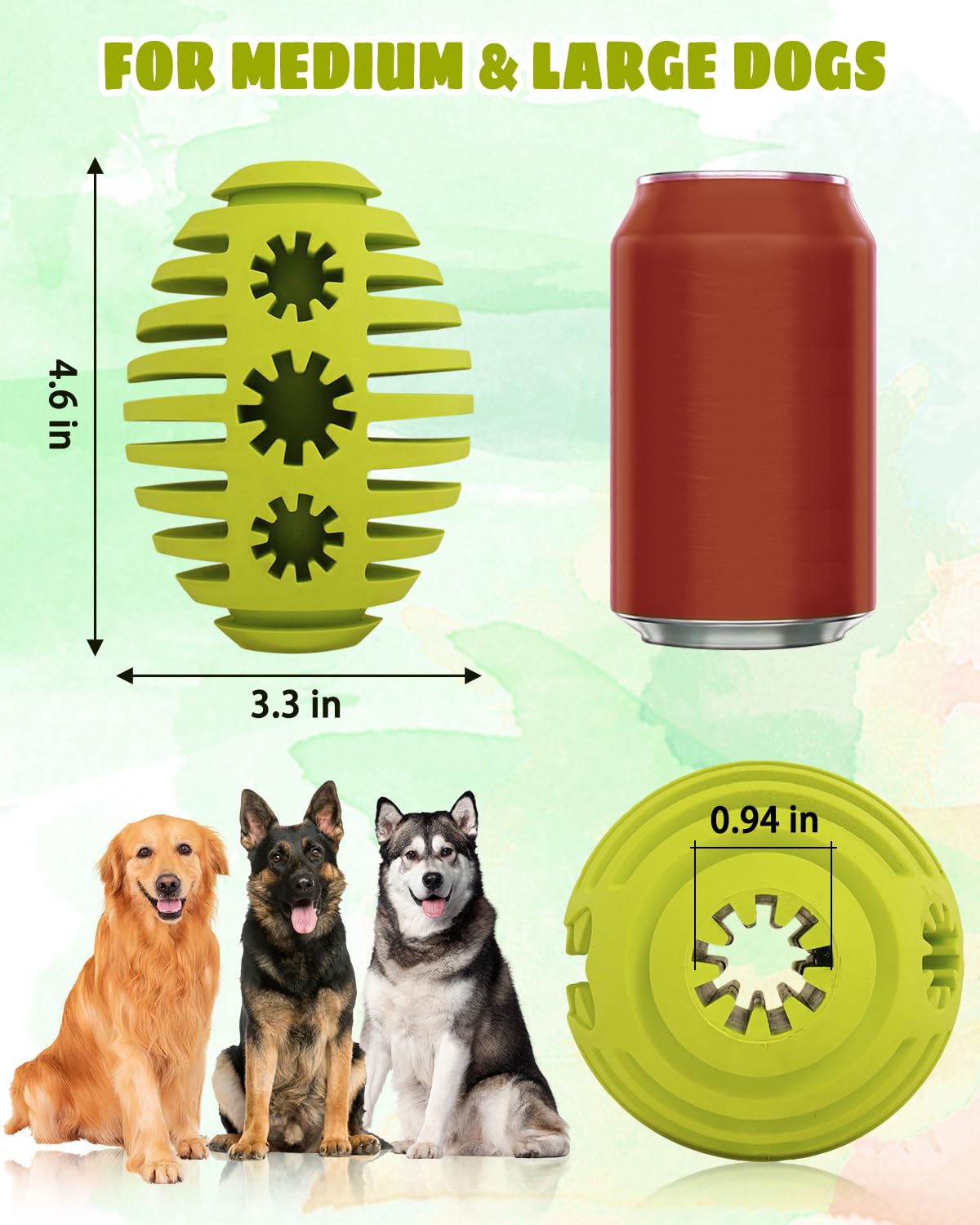 SCHITEC Dog Chew Toy, Interactive Treat Dispenser Puzzle Toys Bully Stick Holder for Medium Large Dogs, Tough Rubber Teething Enrichment Dog Ball