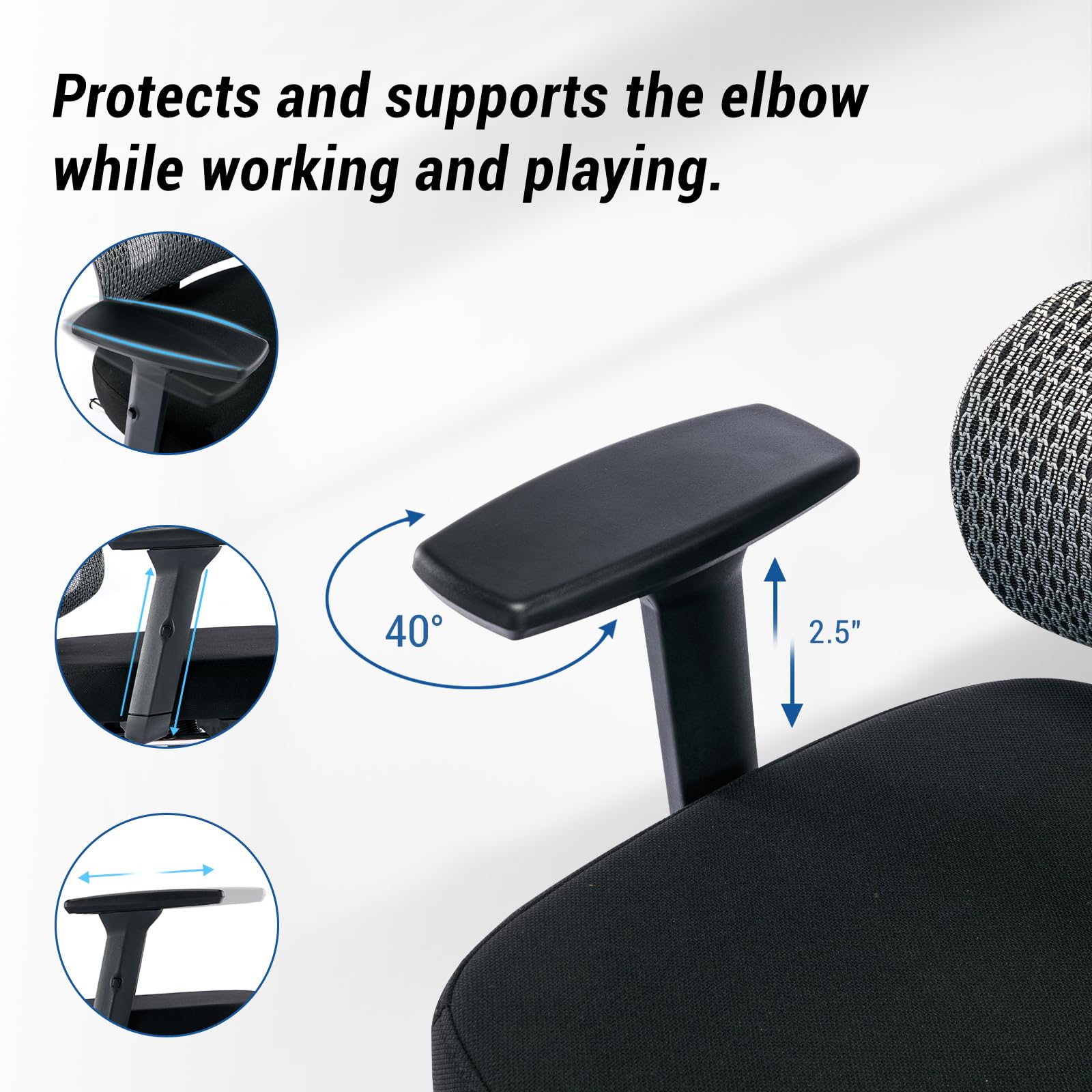 DOXACEF Ergonomic Office Chair with Footrest Lumbar Support High Back Desk Chair with Adjustable 3D Metal Armrest Breathable Mesh Computer Chair for Adults (Black&Grey)
