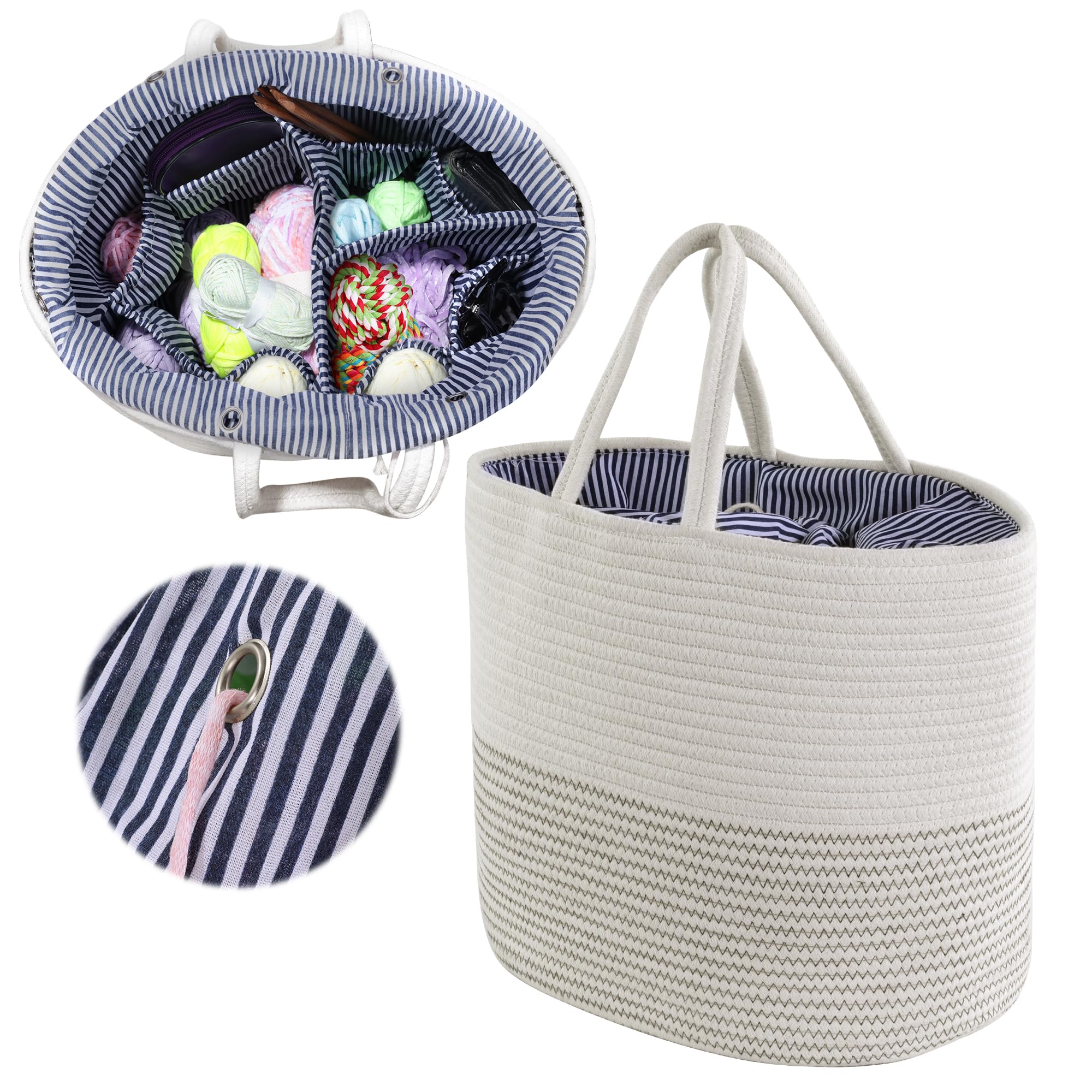 MABOZOO Crochet Bag Organizer,Large Capacity Yarn Storage Bag for Carrying Crochet Accessories,Holding Yarn,Portable Travel Knitting Bag for Crochet Lovers(15.7 * 10.6)