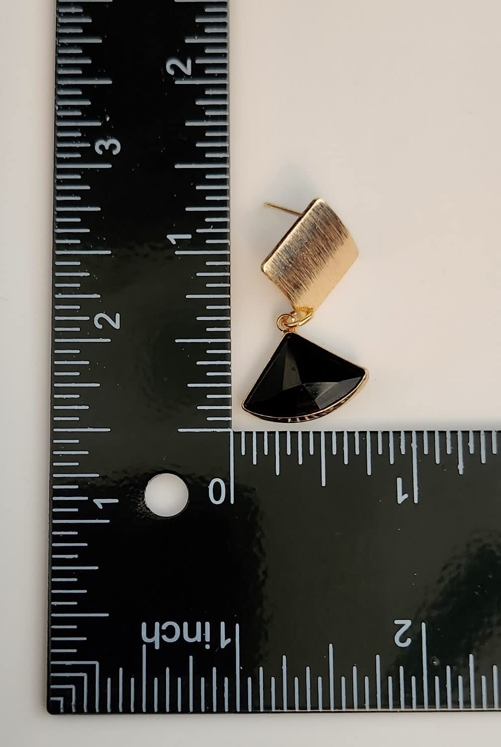 Earrings Yellow Gold 14K Platted Diamond Shape Stud with Drop Dangle Black Crystal Hypoallergenic Fashion Jewelry Gift Women