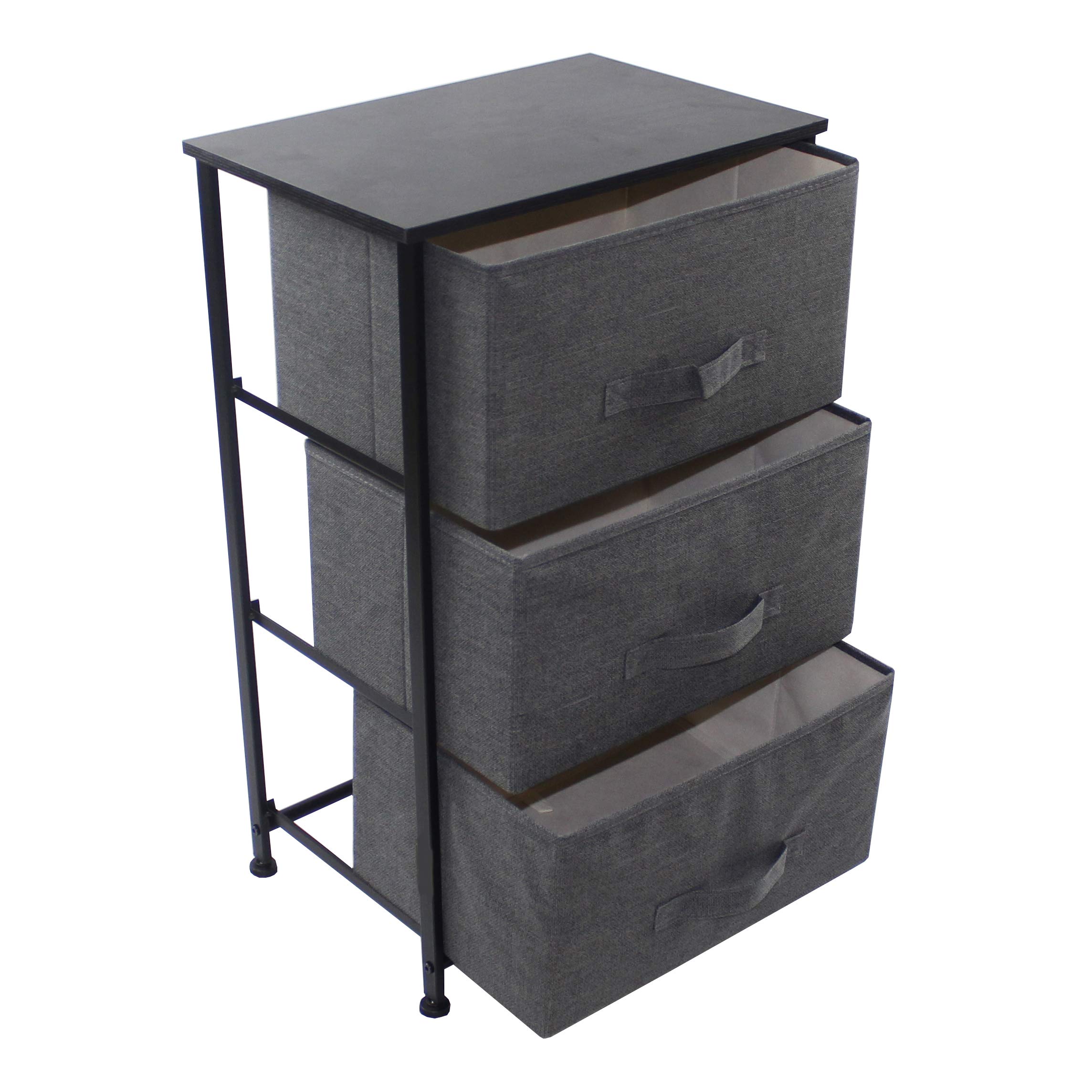 Sorbus Nightstand with 3 Drawers - Bedside Furniture & Night Stand End Table Dresser with Steel Frame, Wood Top, Easy Pull Fabric Bins for Home, Bedroom Accessories, Office & Dorm