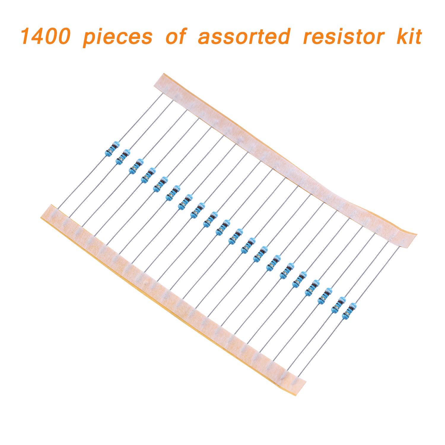 Dicrey Values Resistor Kit, 1400 Pcs 1 Ohm Resistor 1/4W Metal Film Resistors Assortment with Storage Box for DIY Projects