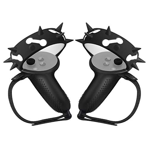 Eyglo Face Silicone Cover +Controller Grip Cover for Oculus Quest 2 Anti Slip Anti Collision Handle Protective Covers for Controllers with Adjustable Strap Accessories for Oculus Quest 2 (Black)