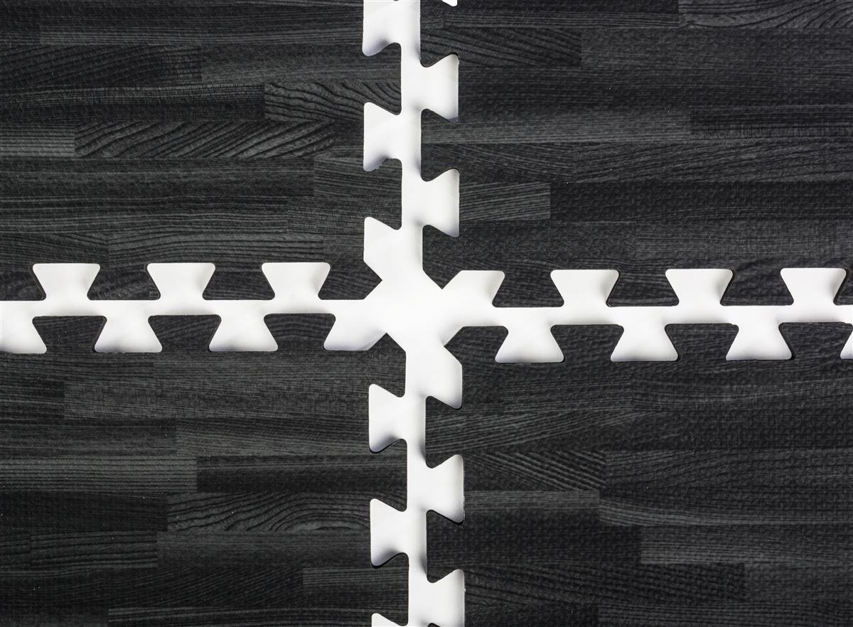 Displays2go 26-pc Wood Grain Interlocking Foam Flooring Mats, 0.5 Inch Thick, 10 x 10 Foot Display – Gray (WOMMGYGY)