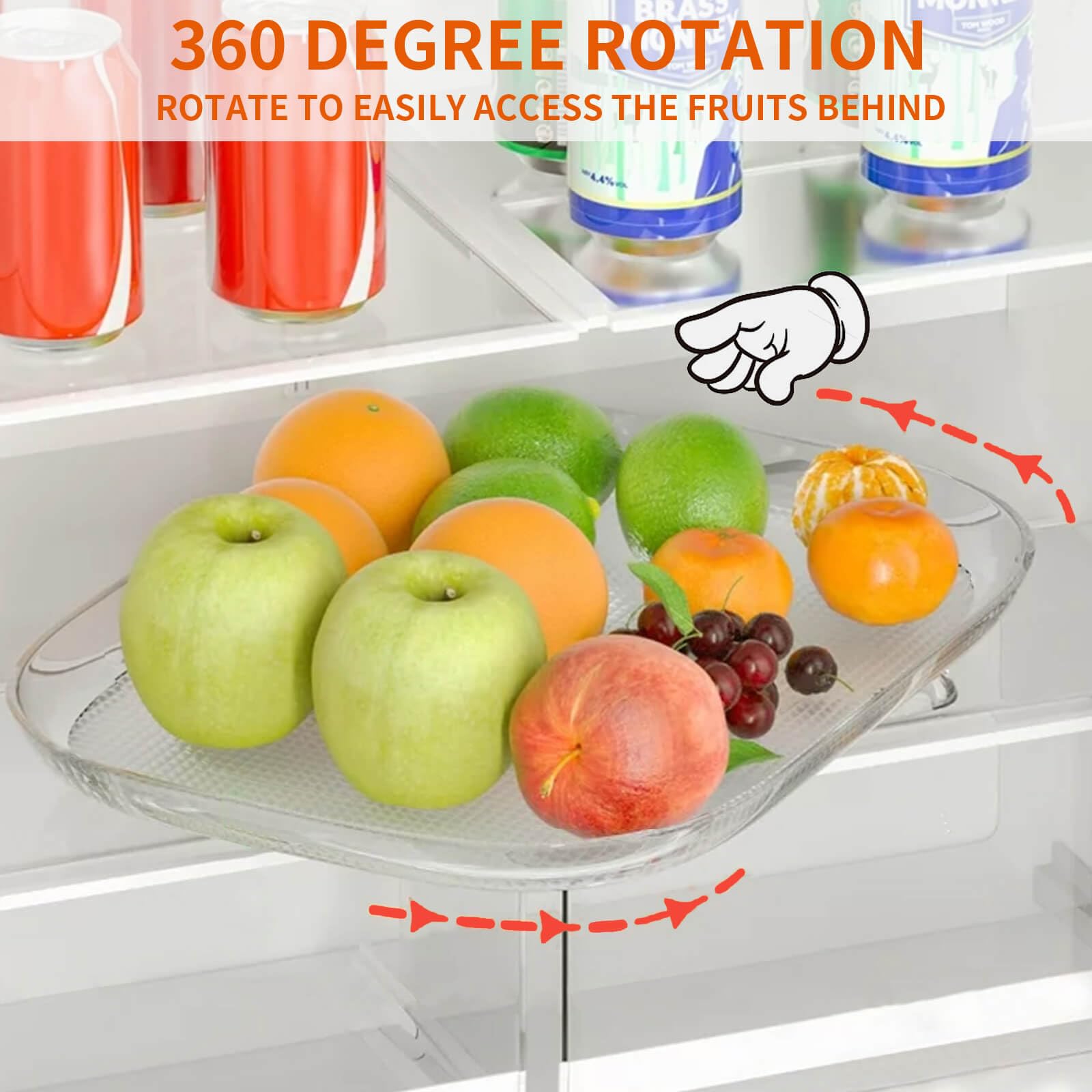 FUNGRINS Lazy Susan,Lazy Susan Organizer, Lazy Susan Turntable,Lazy Susan for Refrigerator,Fridge Organizers and Storage,Fridge Lazy Susan (15.8×11.8×1.2 in) for Refrigerator,Pantry,Kitchen