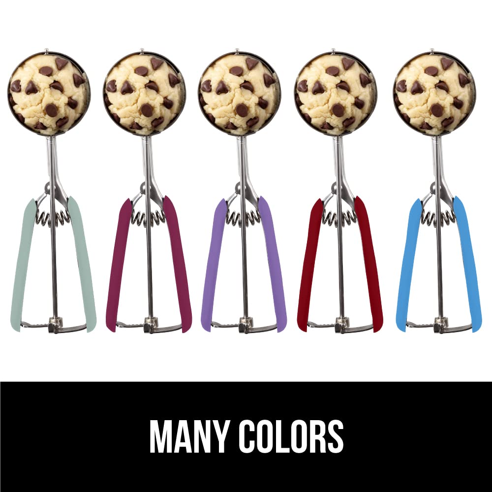 Gorilla Grip Stainless Steel Multipurpose BPA-Free Spring Scoop, 2 TBSP, Melon Ballers, Cookie Dough Scoops, Perfect Portion Sizes, Easy Squeeze and Clean Release, Scooper Size 30, Mint