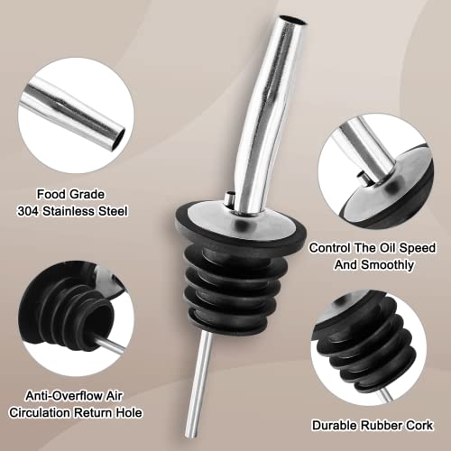 HARSKIYER 10pcs Black Pour Spouts for Liquor Bottles, Stainless Steel Bottle Pourers Tapered Spout for 3/4" Bottle Mouth