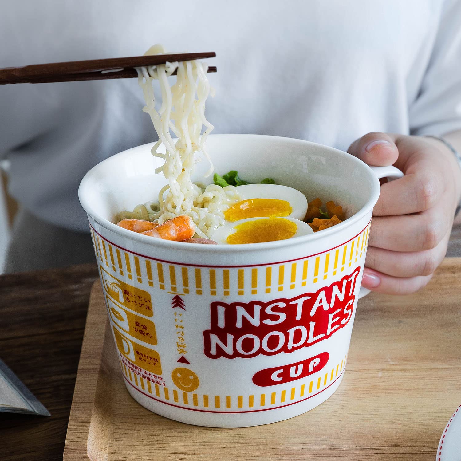 FYUEROPA Ceramic Large Noodle Bowl 27 Oz Soup bowl with Lid (Red)