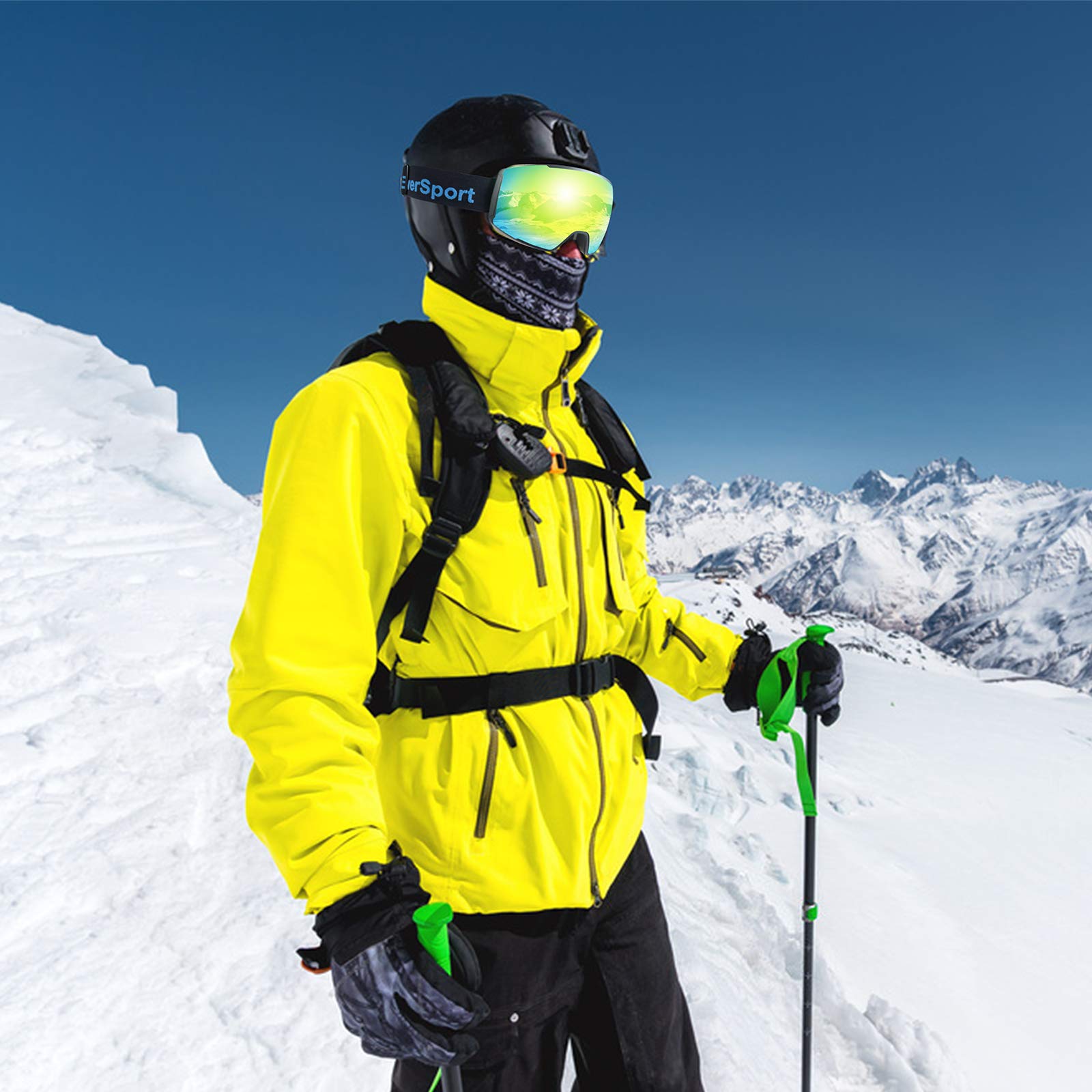 EverSport M81 Ski Goggles Pro, Magnetic Snowboard Snow Goggles for Women Men, UV Protection