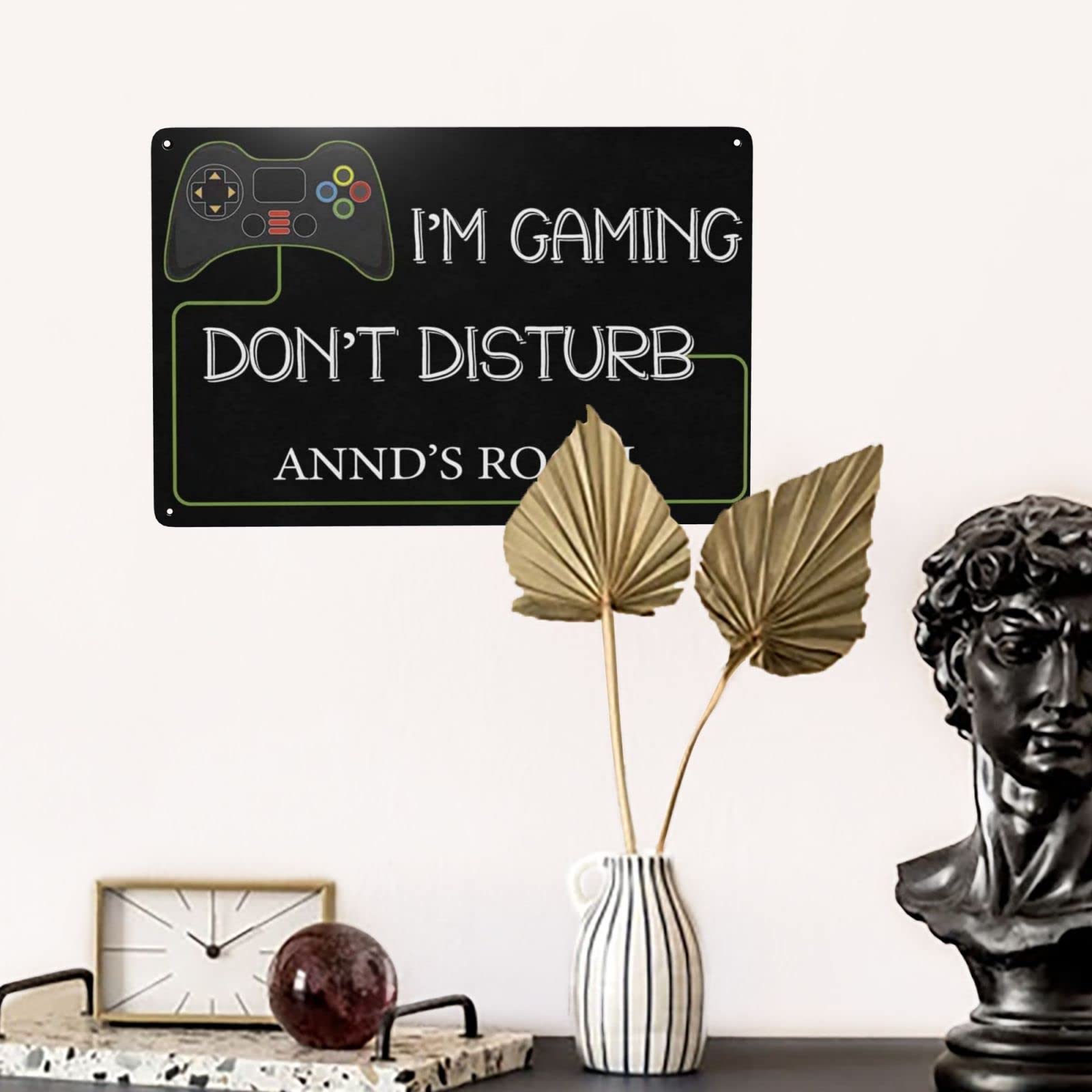yuqier I'm Gaming Don't Disturb Personalized Custom Room Sign Black Kids Boys Bedroom Game Room Decorative Nameplate Accessories Humorous Warning Words Door Sign Hanging Creative Gift