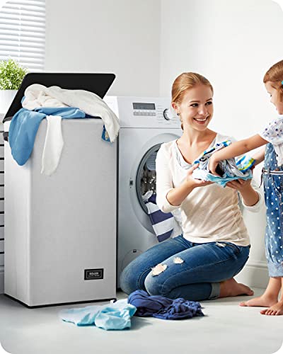 SOLEDI Laundry Hamper with Lid - 100L XL - Large Laundry Basket with Removable Bag, Collapsible Laundry Baskets, Convenient Storage - Hampers for Laundry for Bedroom, Bathroom, Closet, Dorm, Off-White