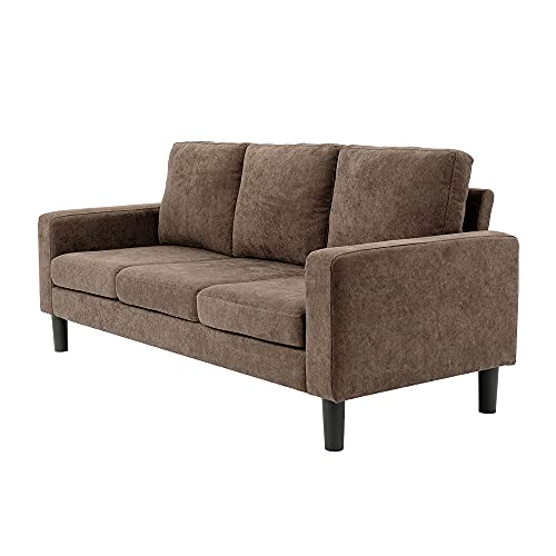 Panana Modern 3-Seat Sofa Couch with Reversible Back Cushions Linen Fabric Sofa 3 Seater Couch for Small Apartment (Brown, 3 Seater)