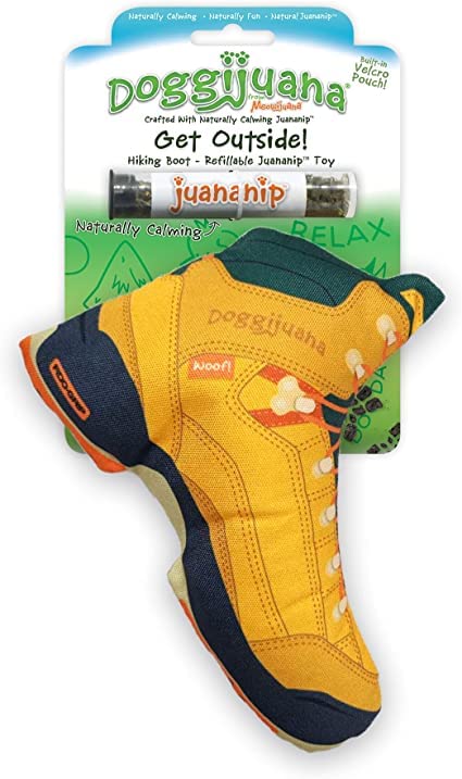 Doggijuana Get Outside Hiking Boot and Squirrel / Refillable Catnip Dog Toys / Refill Bottle / Promotes Play and Helps Your Dog Chill